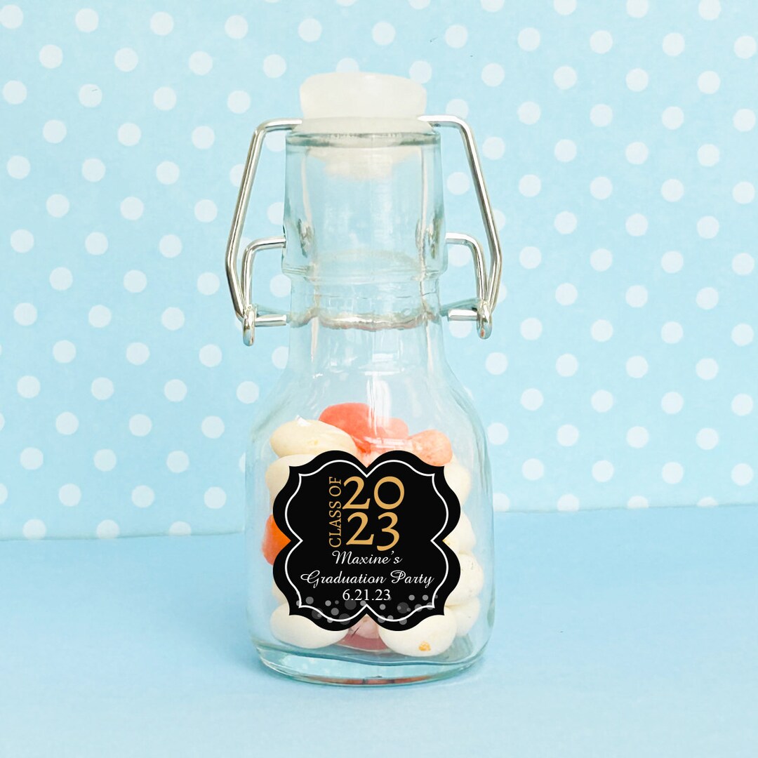 Personalized Swing Top Glass Candy Jar With Labels, Graduation ...