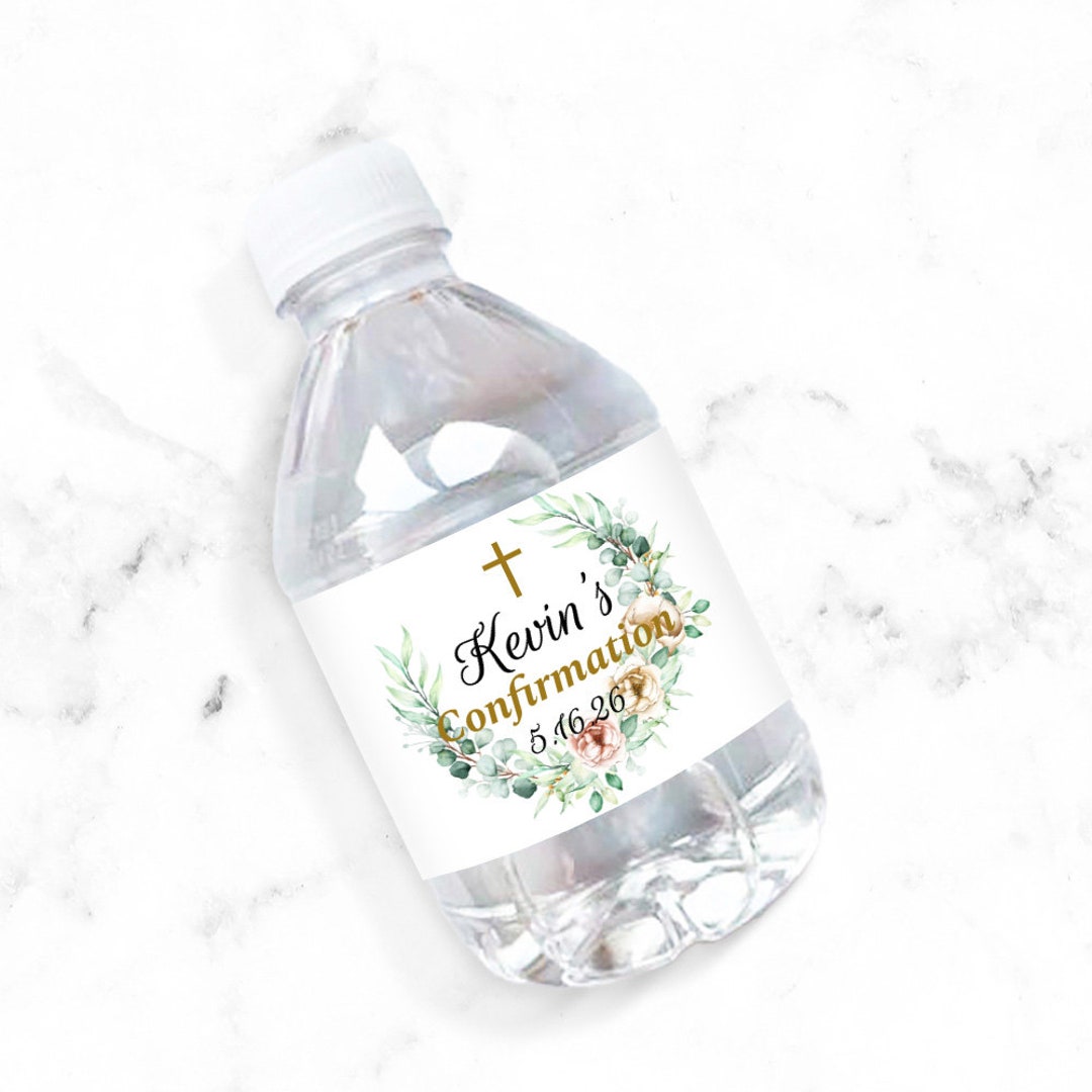 Set of 12 Personalized Water Bottle Labels Floral Confirmation ...