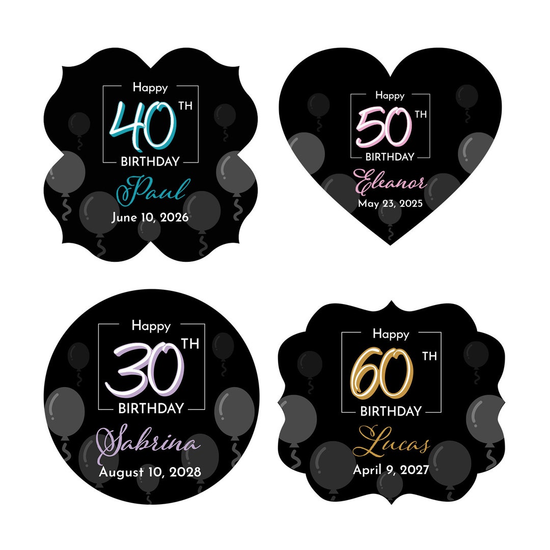 Set of 20 Personalized Fancy Shaped Labels Birthday Balloon ...