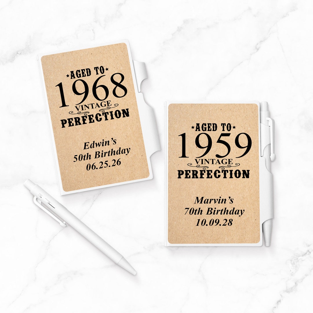Set of 12 Personalized Notebook Favors With Labels Aged to Perfection ...