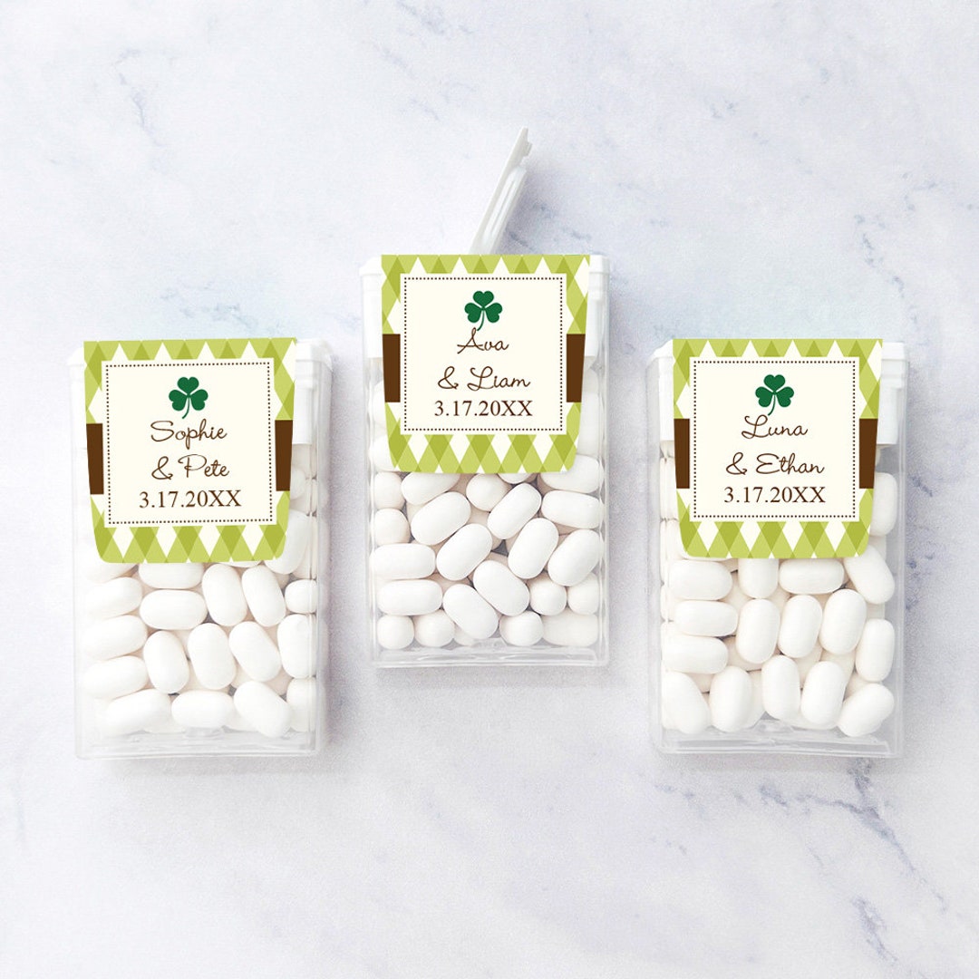 Set of 12 Personalized Tic Tac® Candy Mint Favors Irish Shamrock ...