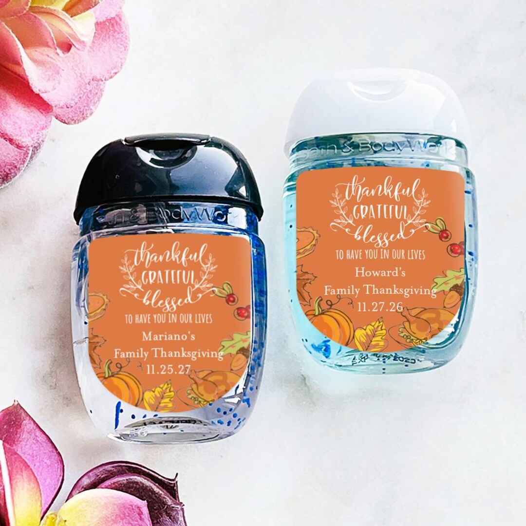 Thankful Grateful Blessed Thanksgiving Personalized Labels Only ...