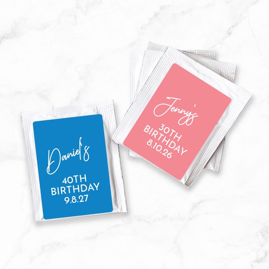 Custom Birthday Name Personalized Tea Favors, Personalized Birthday ...