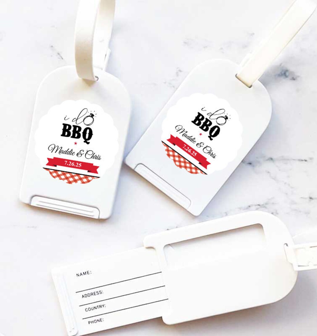 Set of 12 Personalized Luggage Tag I Do BBQ Barbecue Favors ...