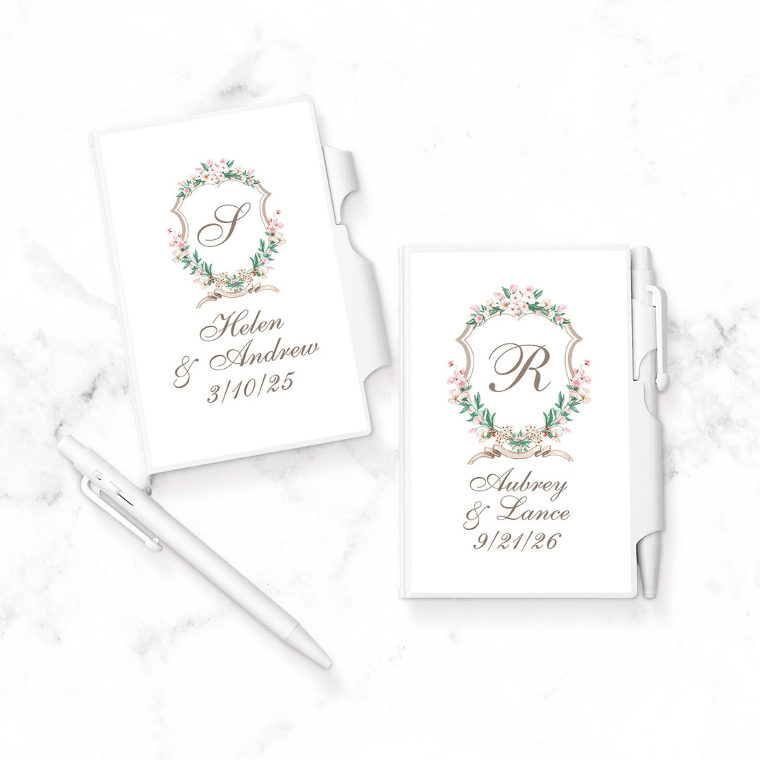 Set of 12 Personalized Notebook Favors With Labels - Rustic Floral ...