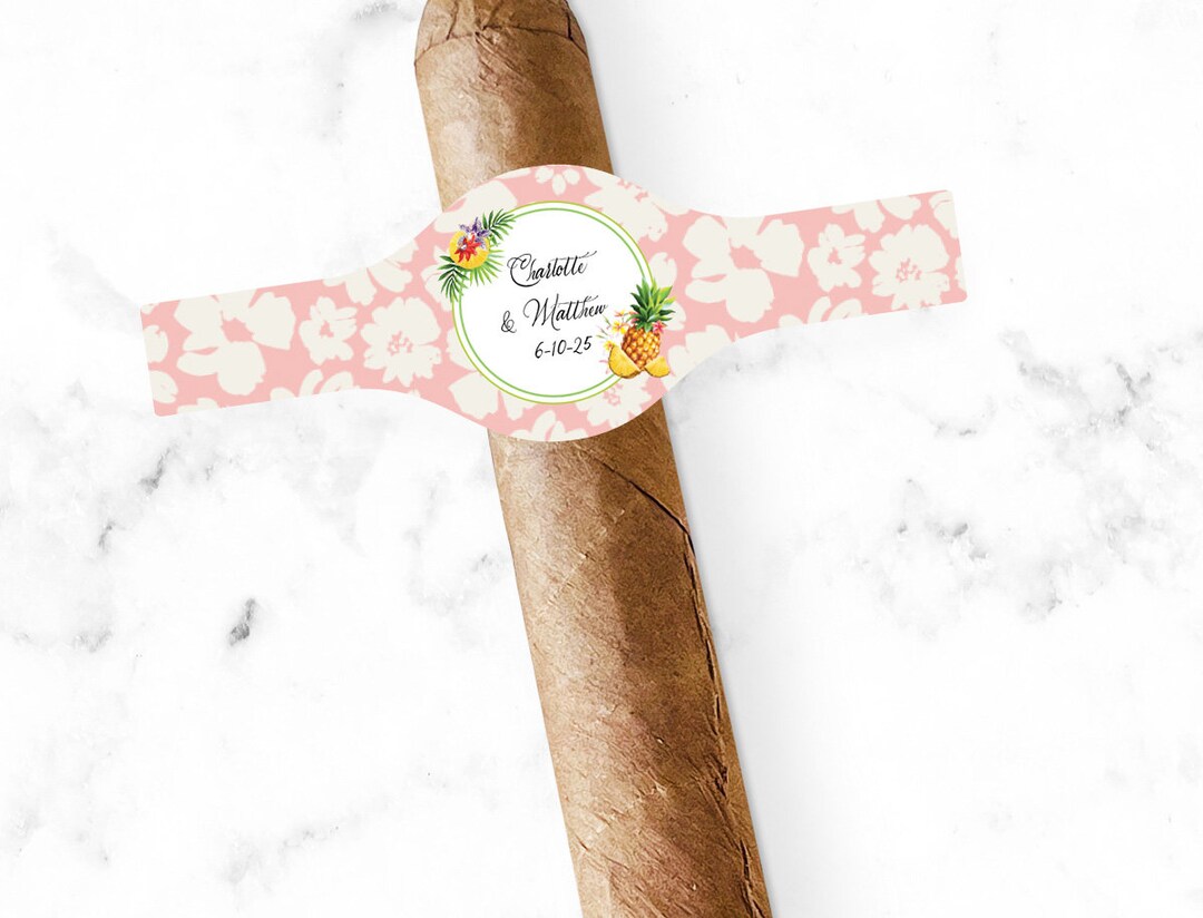 Set of 14 Personalized Cigar Favor Labels Pineapple Tropical ...