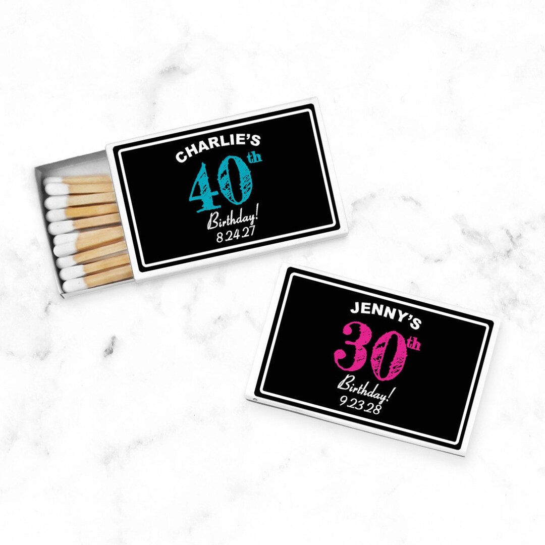 Set of 50 Personalized Matchbox With Labels Birthday Number Age ...