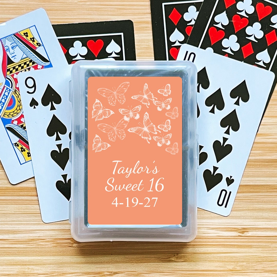 Set of 12 Personalized Playing Cards Favors With Butterfly Garden ...