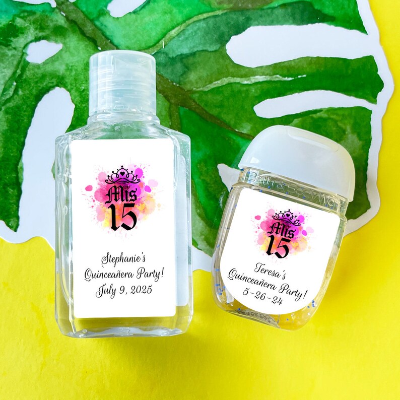 Set of 12 Personalized Sanitizers Labels Mis Quince Water Color ...