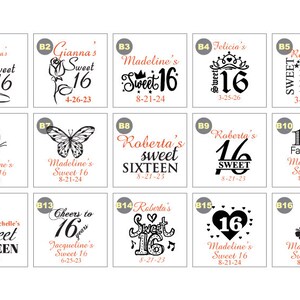 Sweet 16 Birthday Favors Personalized Round Labels Stickers, Sweet 16 ...