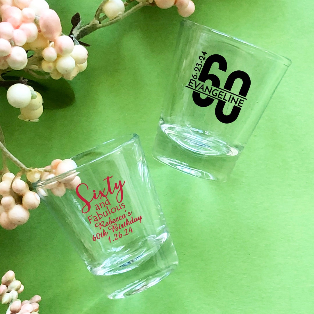 Set of 24 Personalized Custom Fluted Shot Glass - 60th Birthday ...