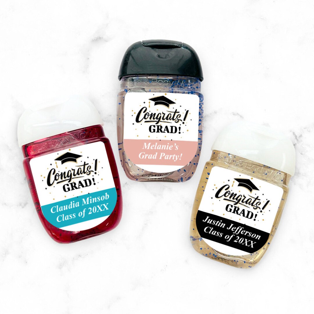 Set of 12 Congrats Grad Labels & Stickers Only for Sanitizers ...