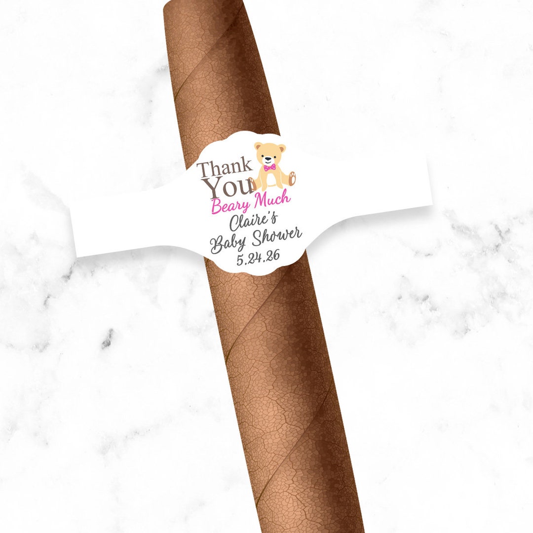 Set of 14 Personalized Cigar Favor Labels Thank You Beary Much ...