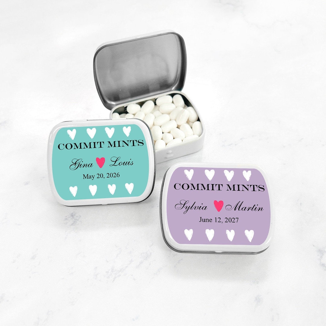 Commit Mints Wedding Personalized White Mint Tin Containers Labels ...
