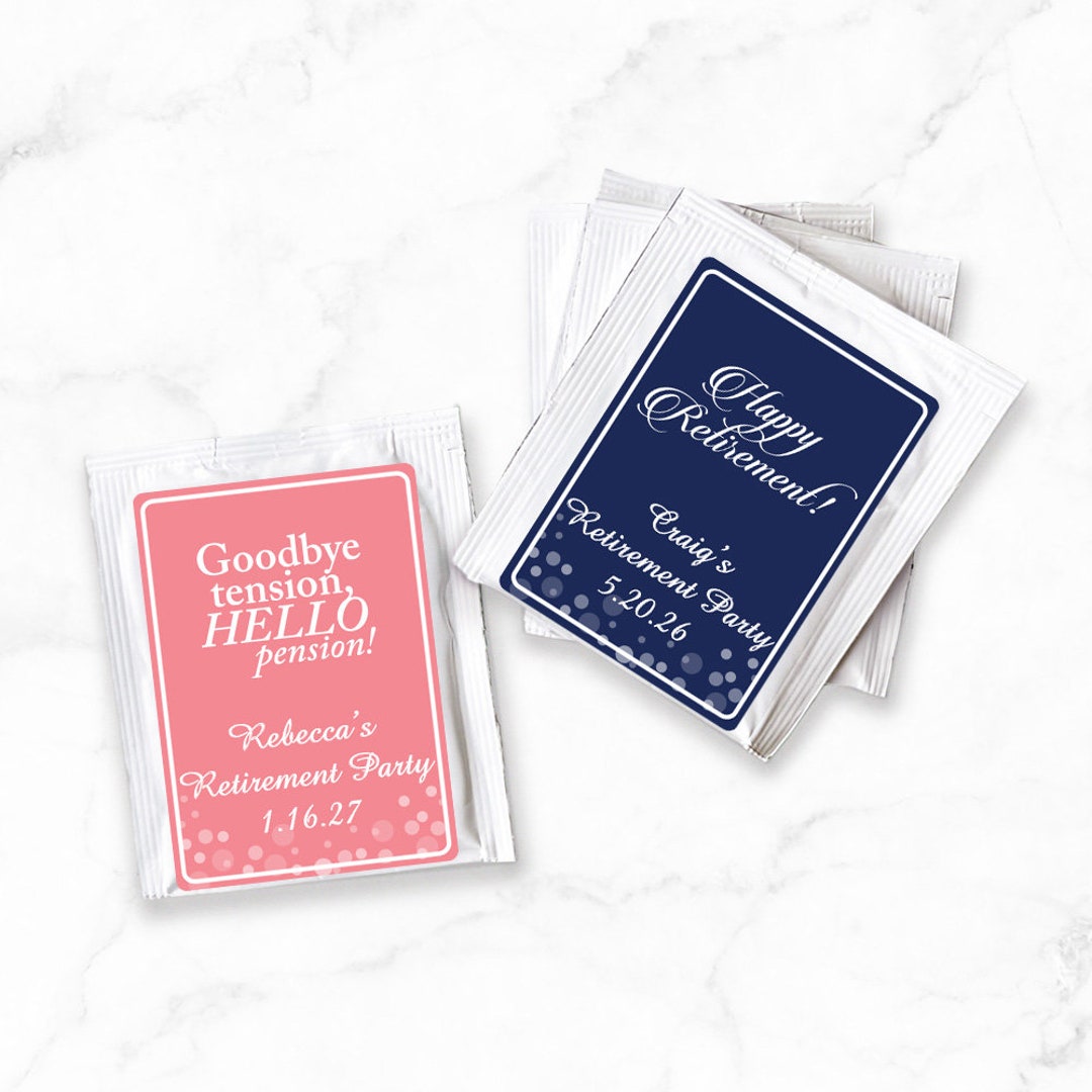 Set of 16 Retirement Personalized Tea Bag Favors With Labels, Retired ...