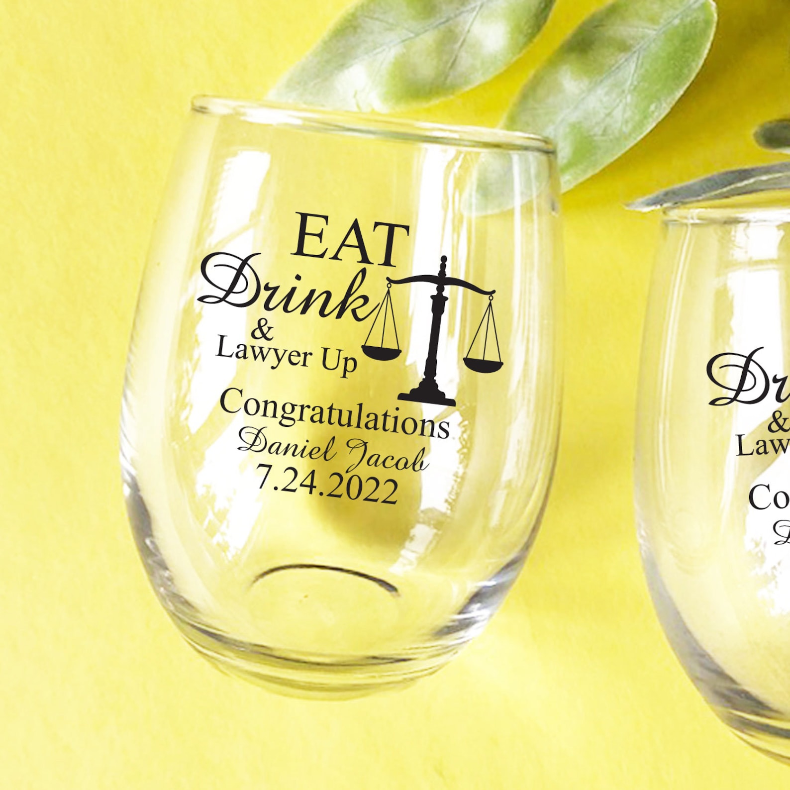 Set of 24// Personalized Custom Eat Drink and Lawyer up - Etsy