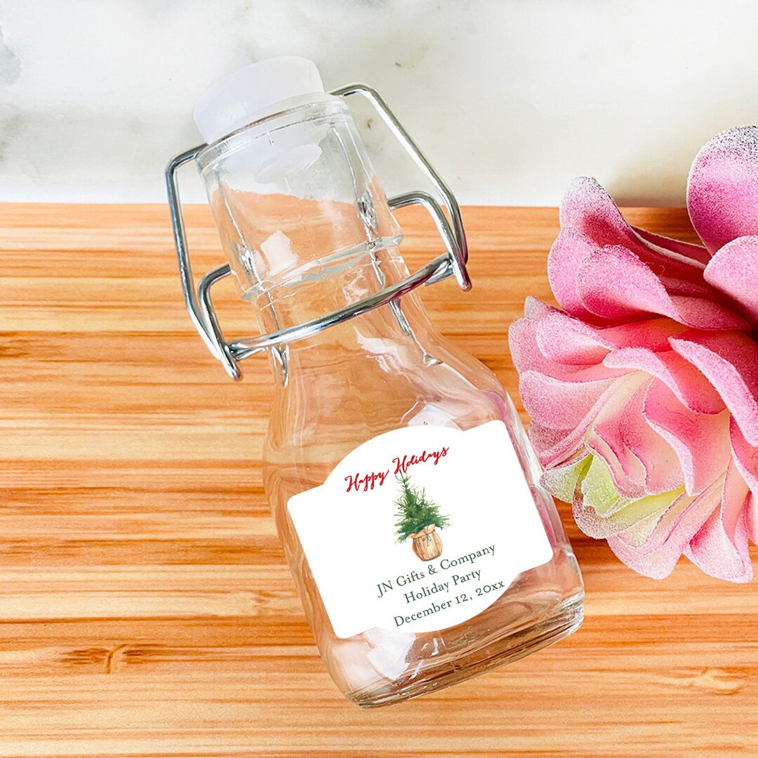 Set of 12 Personalized Mini Glass Favor Bottle With Swing Top Christmas ...