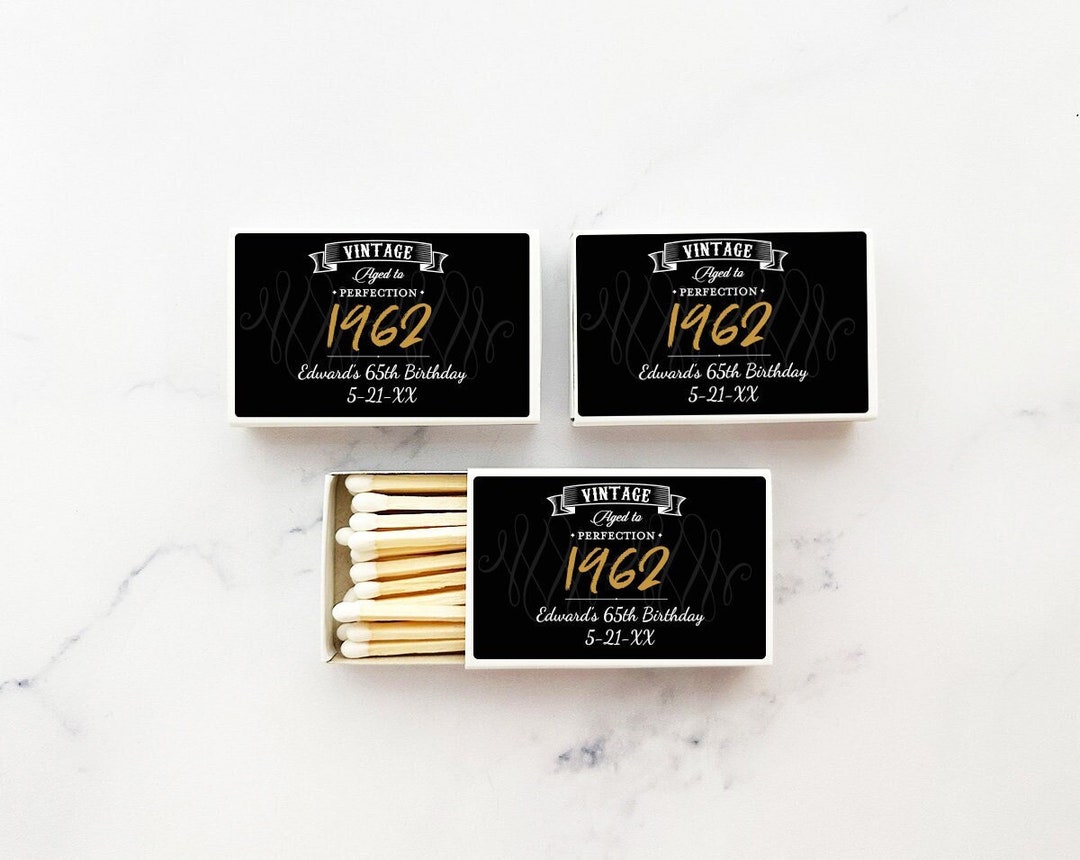 Set of 50 Personalized Matchbox With Vintage Aged to Perfection Labels ...