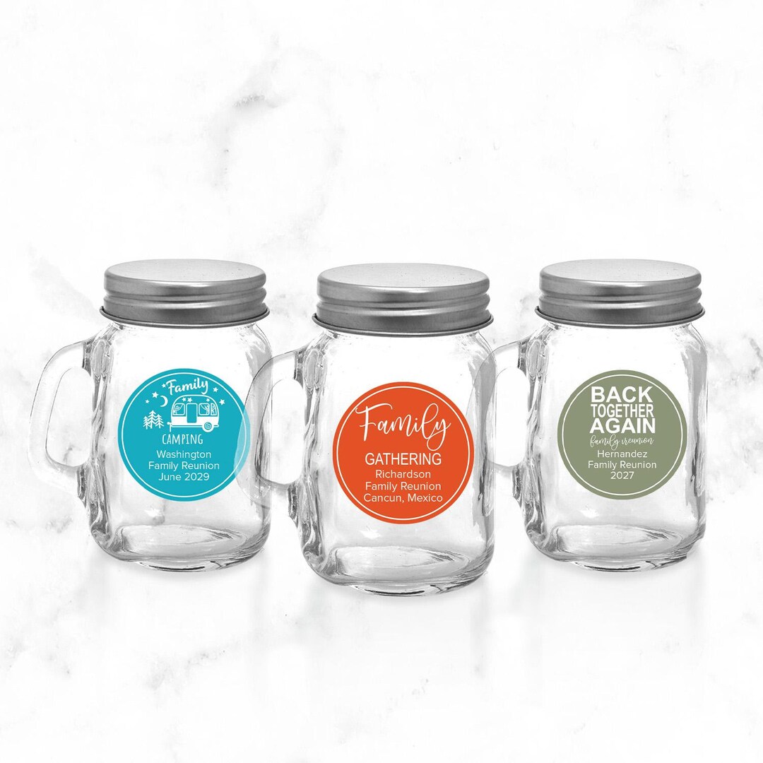 Family Relatives Reunion Personalized Mini Glass Mason Jar Favors ...