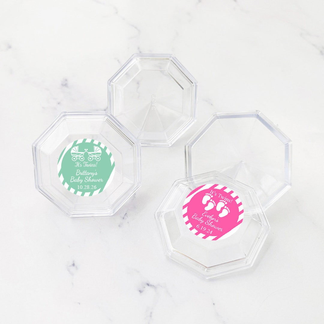 Set of 12 Twins Baby Shower Personalized Diamond Shaped Container ...