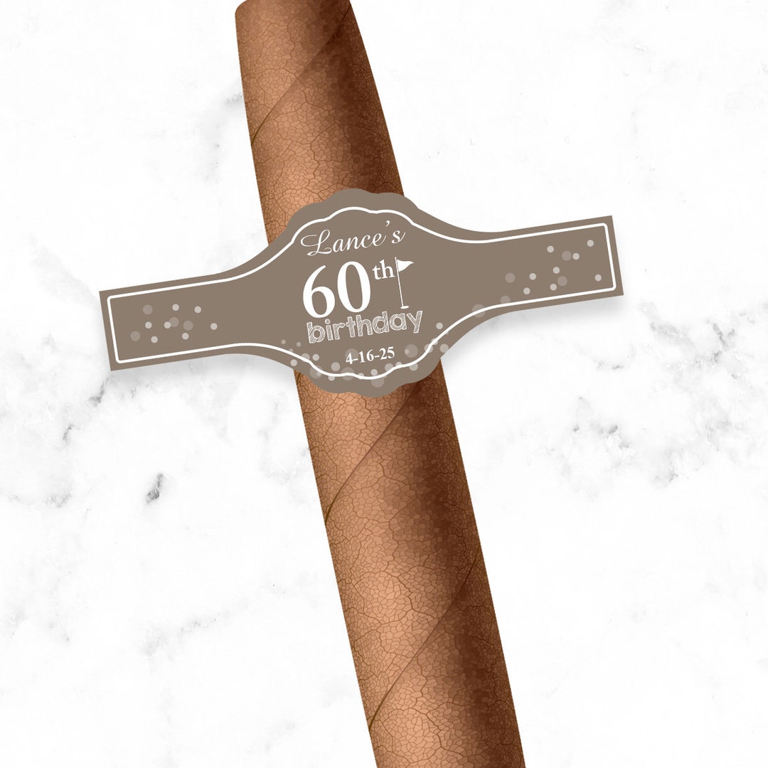 Set of 14 Personalized Cigar 60th Birthday Design Labels, Personalized ...
