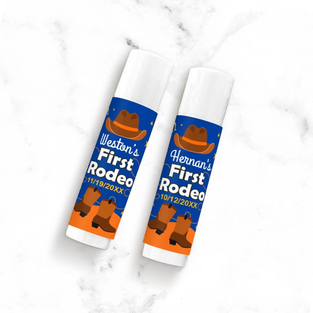 Boy First Rodeo Wild West Personalized Lip Balm Favors, Personalized ...