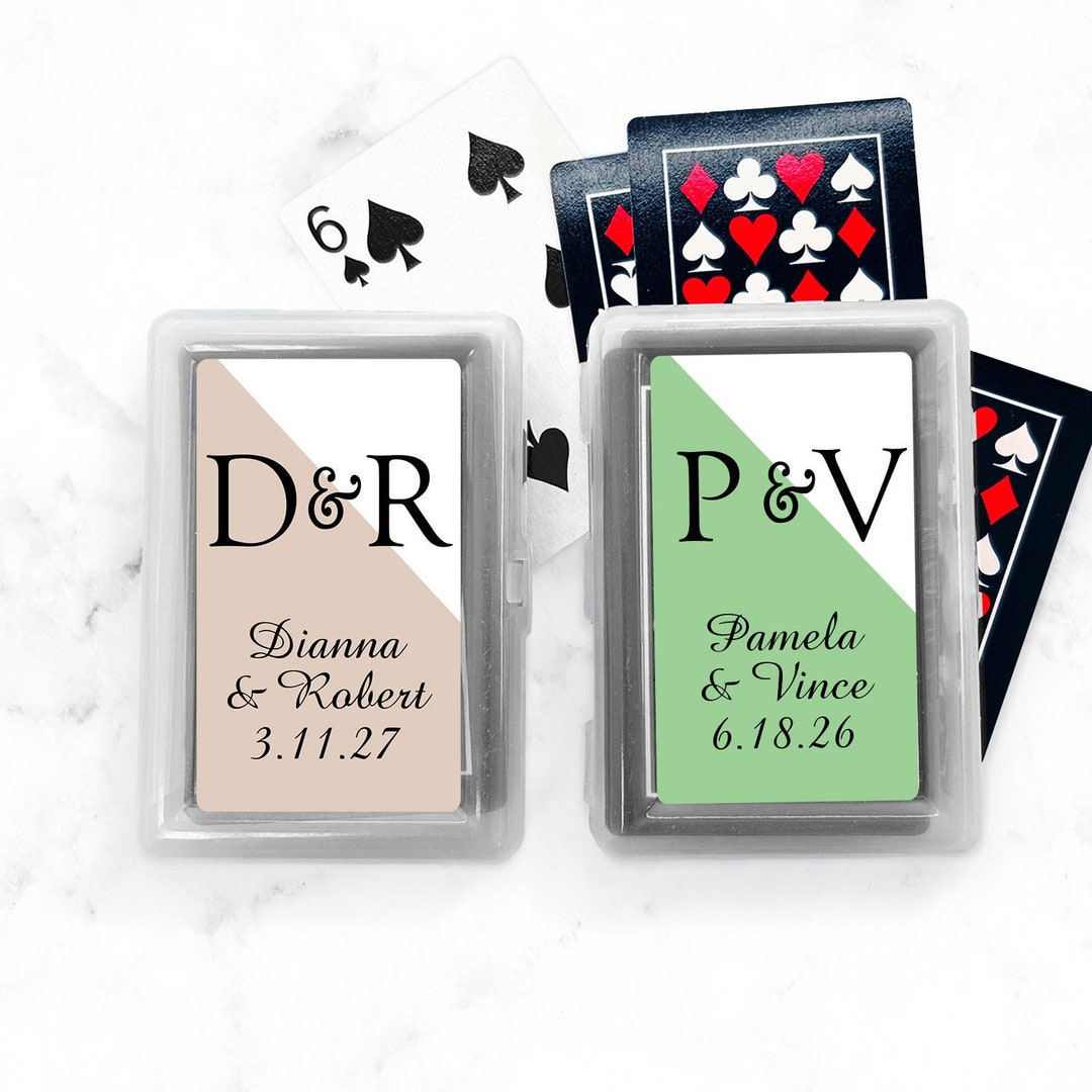 Mod Diagonal Personalized Playing Cards Favors With Labels ...