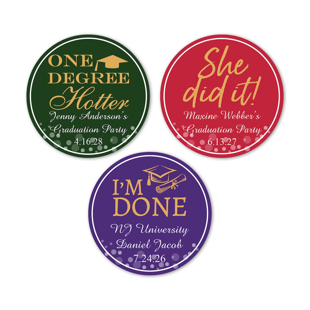 Set of 24 Personalized Circular Round Graduation Labels, Personalized ...