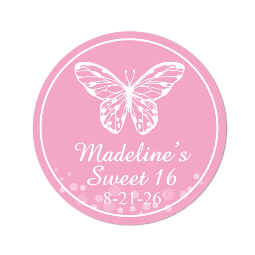 Sweet 16 Birthday Favors Personalized Round Labels Stickers, Sweet 16 ...