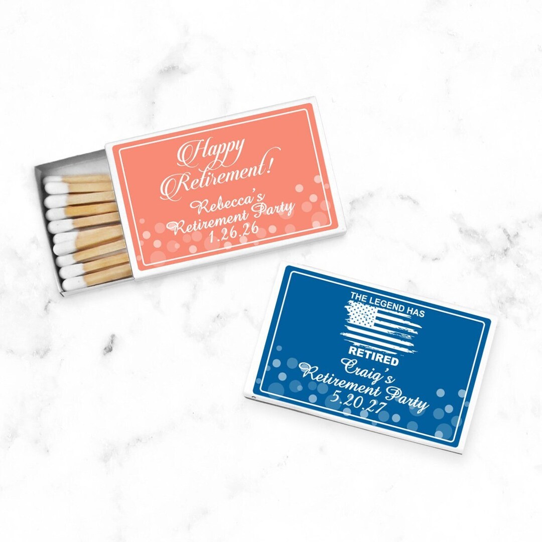 Set of 50 Retirement Personalized Matchbox With Labels, Retired ...