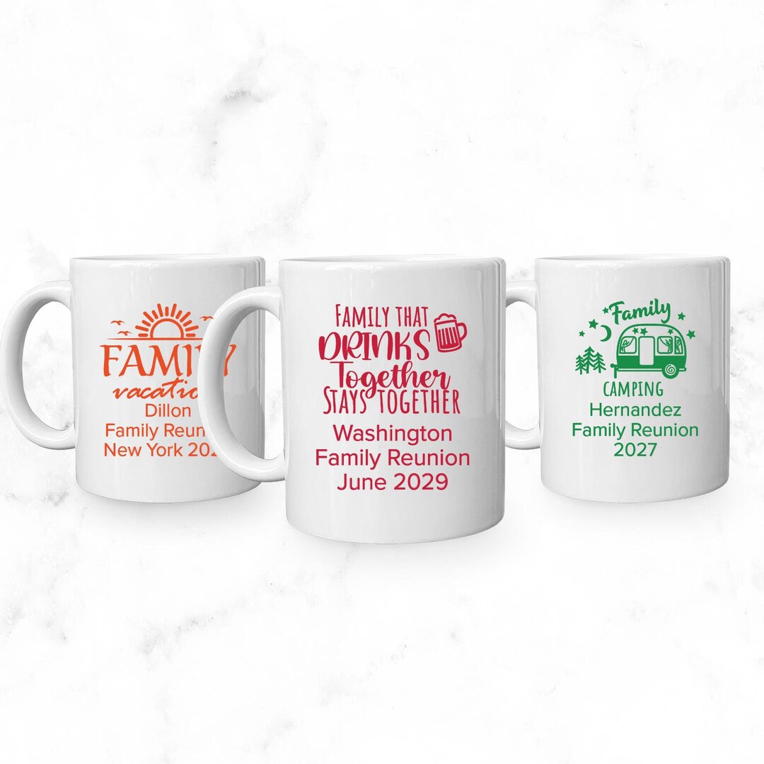 Family Relatives Reunion Personalized Custom Ceramic Coffee Mugs Favors ...