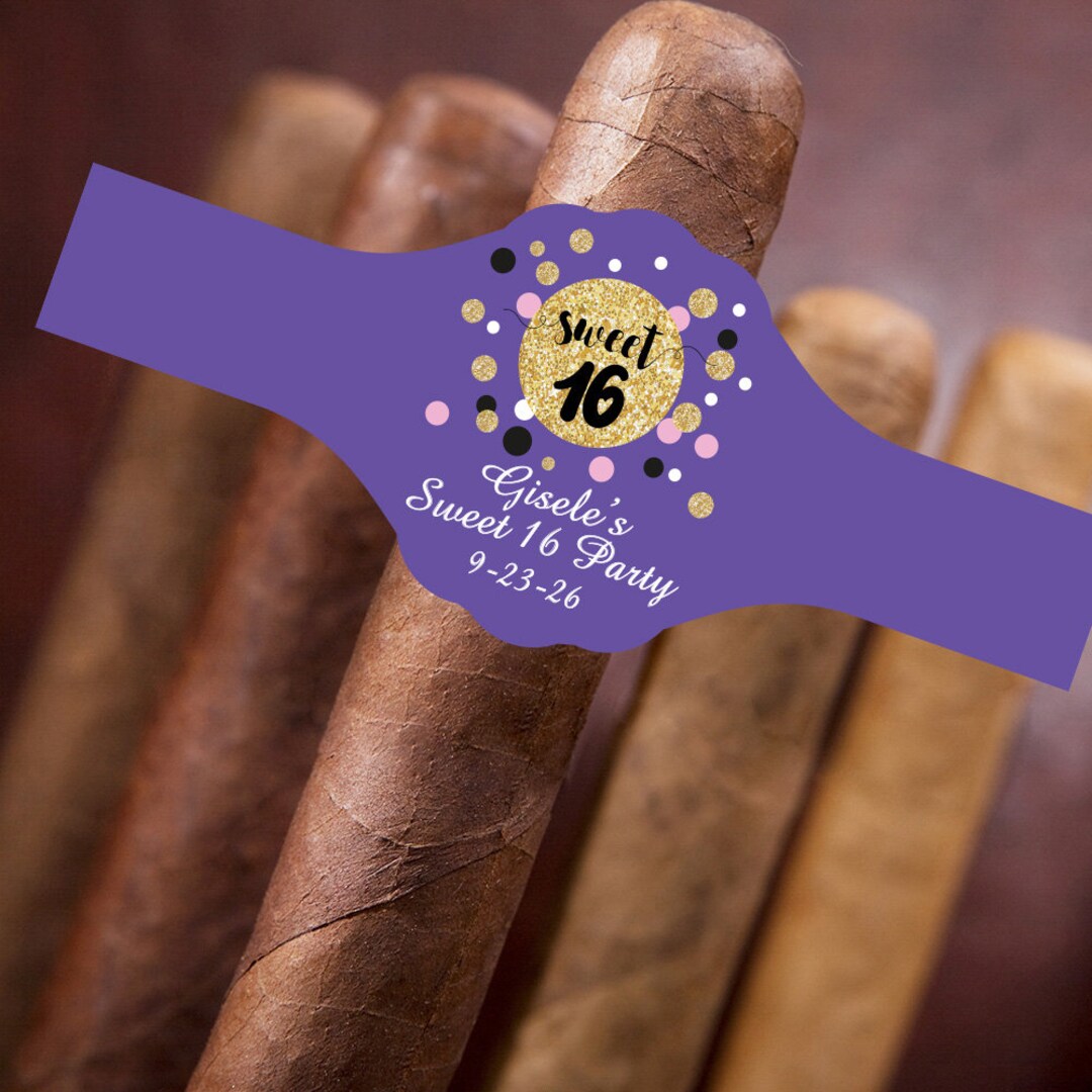 Set of 14 // Personalized Cigar Favor Labels Sweet 16 - Etsy
