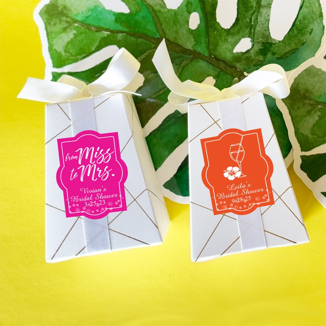 Set Of 24 Bridal Shower Personalized Triangle Pedestal Foil Pattern