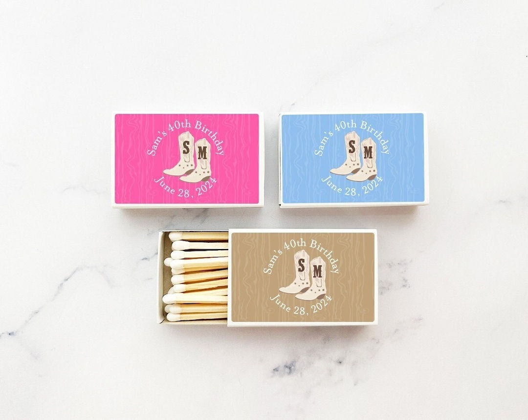 Western Cowboy Initials Personalized Matchbox Labels, Personalized ...