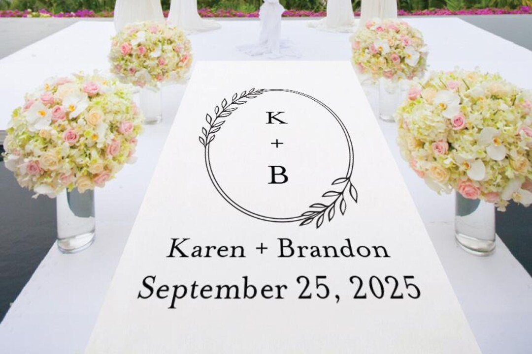 Custom Aisle Runner, Couples Name Initials Aisle Runner, Personalized ...