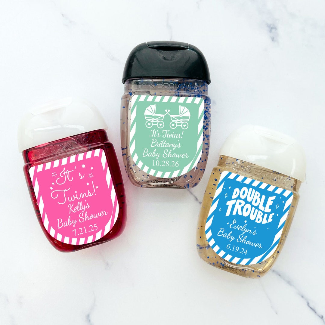 Set of 12 Twins Baby Shower Personalized Labels for Sanitizers, Twins ...