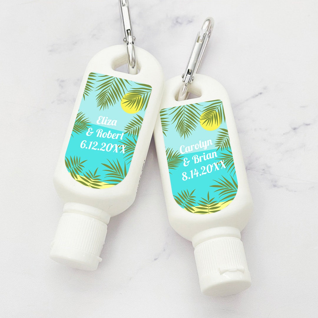 Beach Palm Leaves Mini Personalized Sunscreen SPF30, Personalized Beach ...
