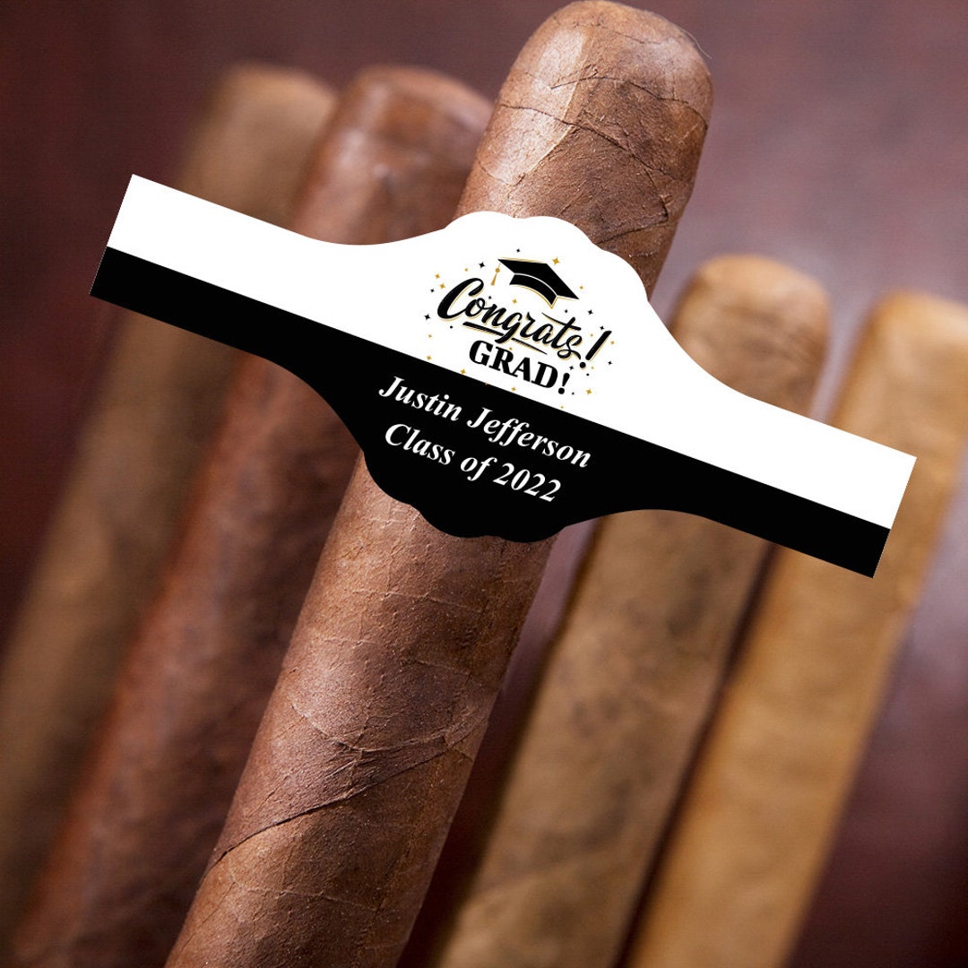 Set of 14 // Personalized Cigar Favor Labels Congrats Grad - Etsy