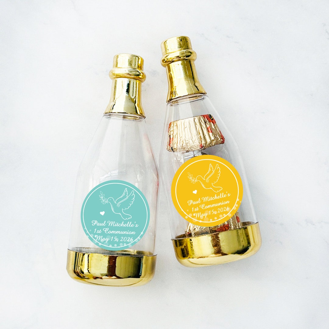 Set of 12 Personalized Metallic Gold Accent Champagne Bottle Container ...