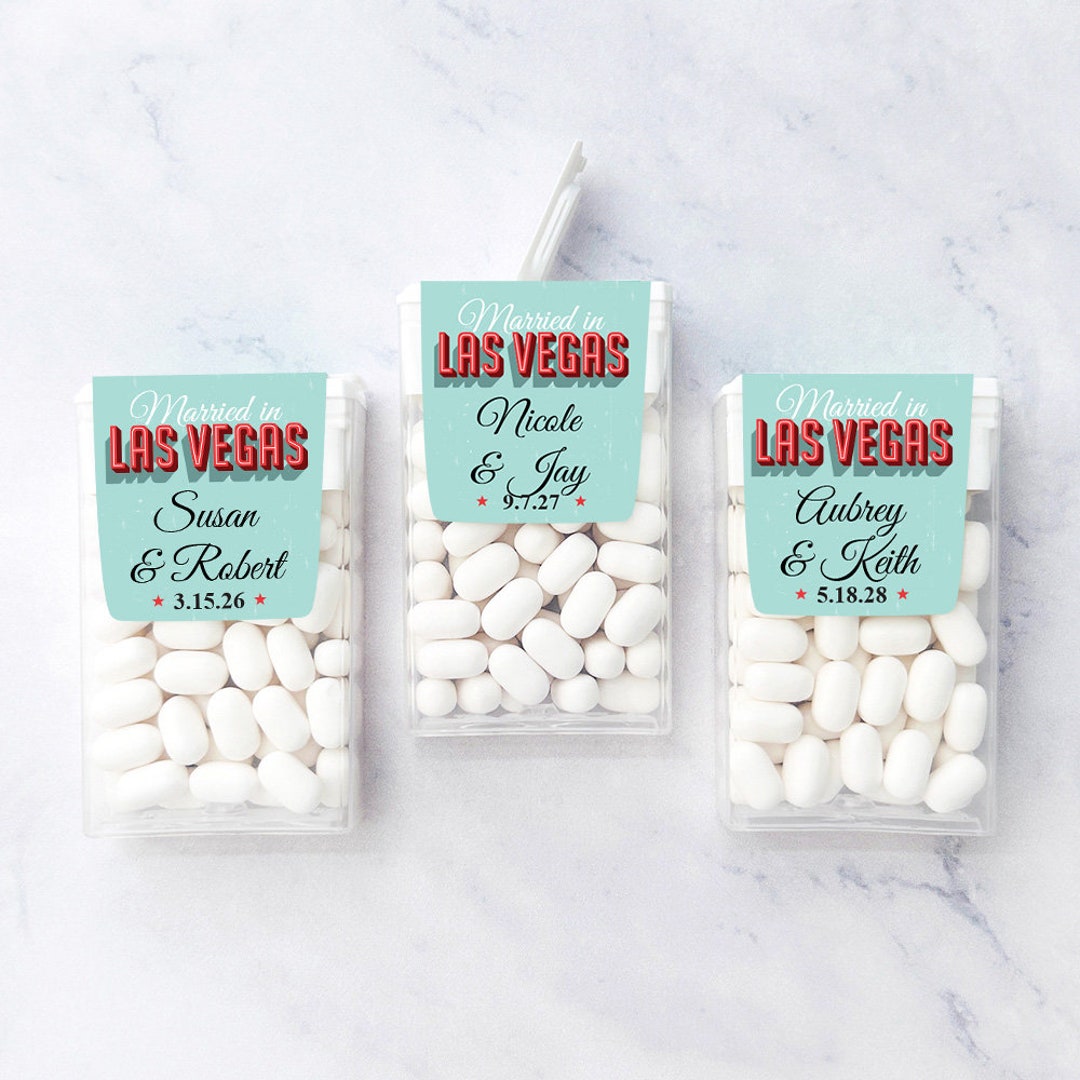 Set of 12 Tic Tac® Candy Mint Favor Married in Las Vegas Wedding Favors ...