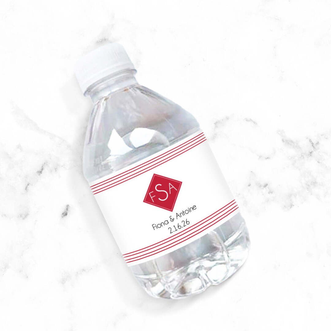 Set of 12 Initial Monogram Personalized Water Bottle Labels, Birthday ...