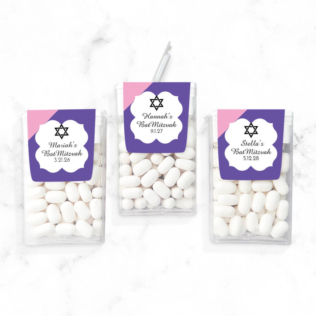 Set of 12 Personalized Tic Tac Mint Candy With Sticker Bat Mitzvah ...