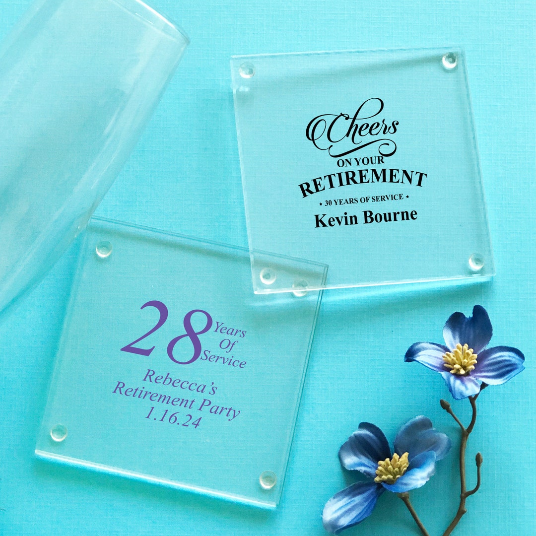 Set of 24 Personalized Custom Coaster - Retirement, Coaster ...