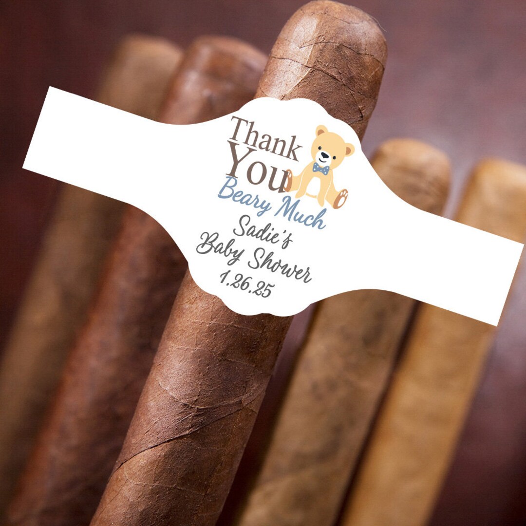 Set of 14 // Personalized Cigar Favor Labels Thank You Beary Much ...