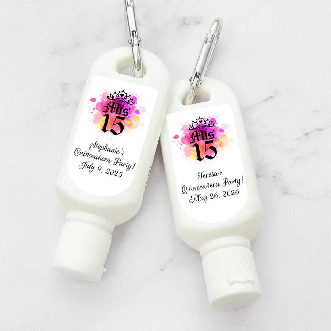Set of 12 Mini Personalized SPF30 Sunscreen With Mis Quince Labels ...