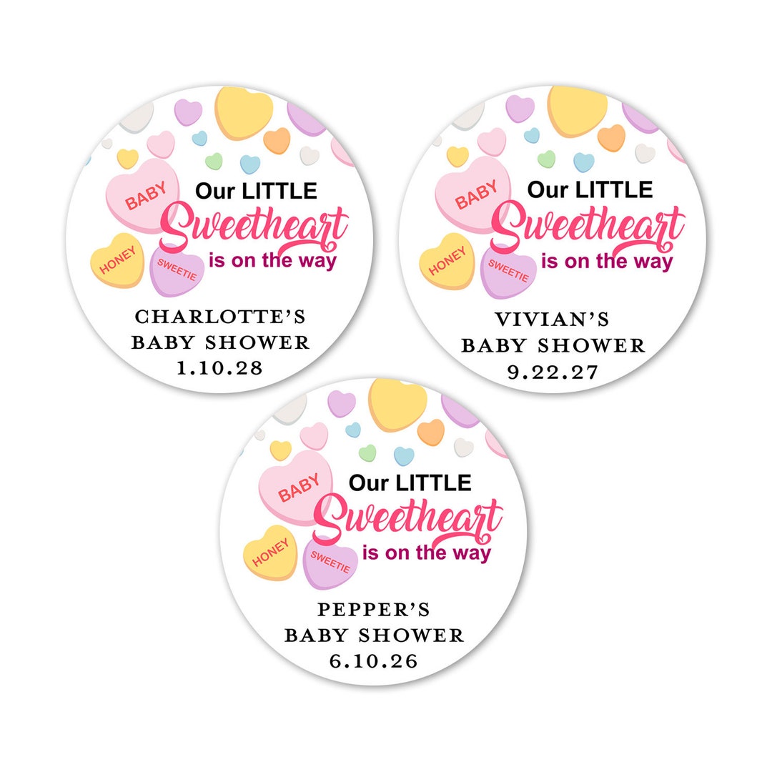 Set of 24 Personalized Circular Round Labels Our Little Sweetheart ...