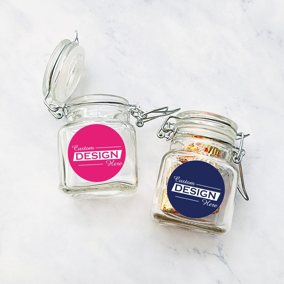 Set of 12 Personalized Mini Glass Favor Bottle Jar With LOGO Design ...