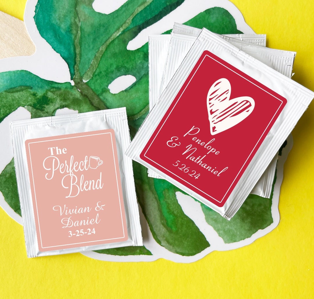 Set of 16 Personalized Tea Bag Wedding Anniversary Favors, Personalized ...