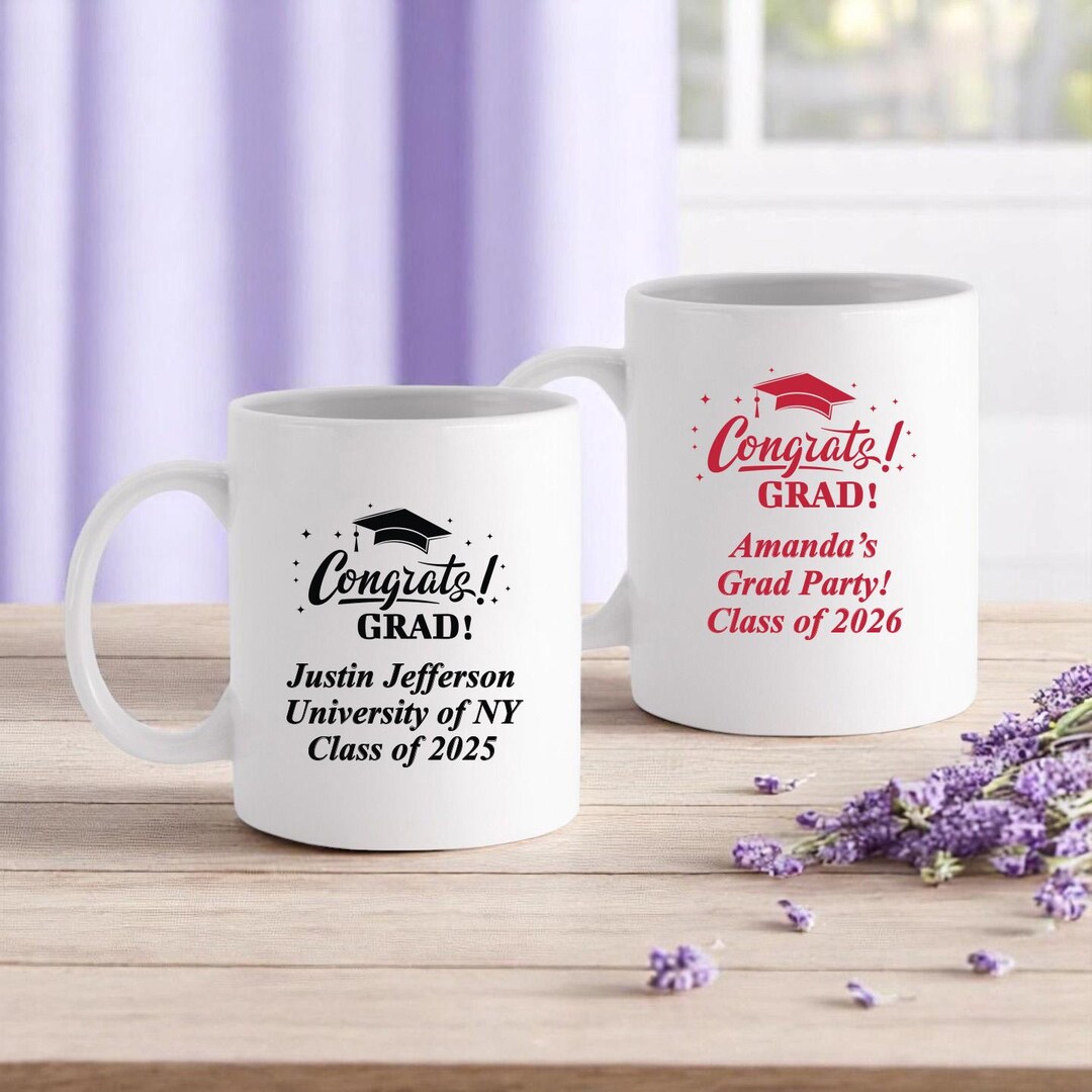 Congrats Grad Personalized Custom Ceramic Coffee Mugs Favors ...