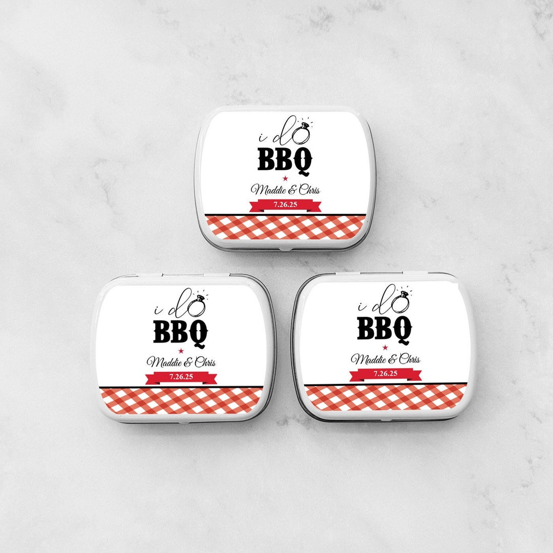 I Do BBQ Barbecue Personalized White Mint Tin Containers Labels, White ...